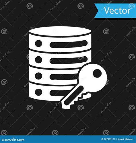 White Server Security With Key Icon Isolated On Black Background Security Safety Protection