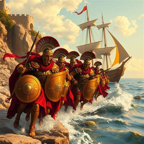 Roman Marines Charge On Mediterranean Coast Ai Art