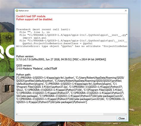 Qgis Couldnt Load Sip Module Geographic Information Systems Stack