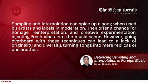 Balancing Sampling And Interpolation In Foreign Music The Bedan Herald