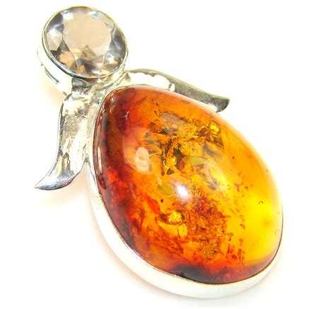 Classy Polish Amber Sterling Silver Pendant Model 2 Sty 14 63