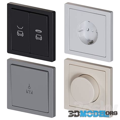 3d Model Sockets And Switches With Markings By Schneider Electric