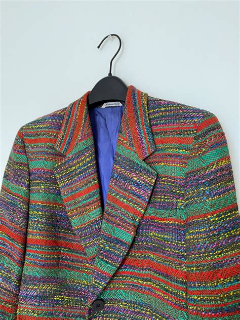 Vintage Missoni Donna Tweed Stripe Blazer Jacket 1980s Rainbow