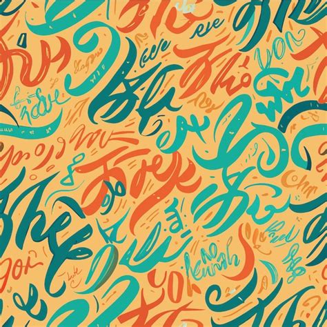 Premium Vector Handwritten Abstract Text Seamless Pattern Vector Illustration For Fabric Texture