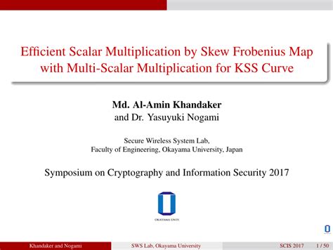 Pdf Efficient Scalar Multiplication By Skew Frobenius Map