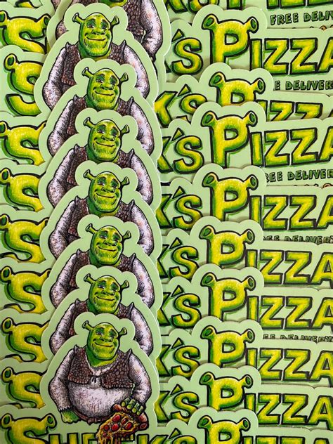 Bootleg Ogre Pizzeria Shrek Pizza Glossy Vinyl Sticker Etsy