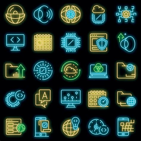 Operating System Icons Set Vector Neon 8822650 Vector Art At Vecteezy