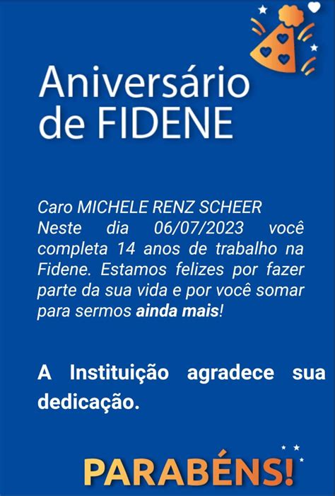 E Ontem Foi Dia De Comemorar 14 Anos De Fidene Unijui Michele Renz Scheer