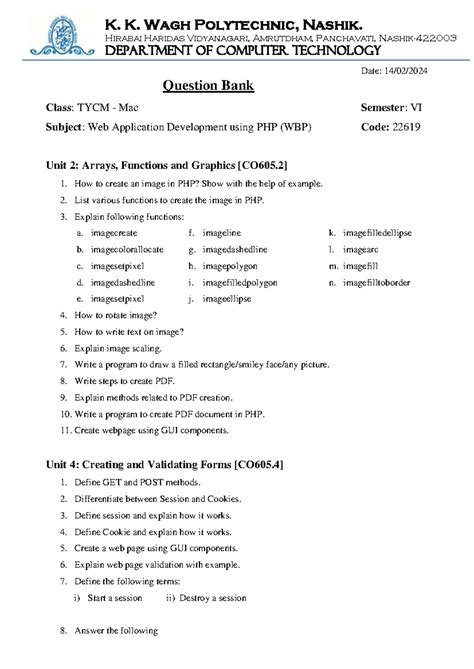 Wbp 22619 Imp Questions K K Wagh Polytechnic Nashik Hirabai Haridas Vidyanagari Amrutdham
