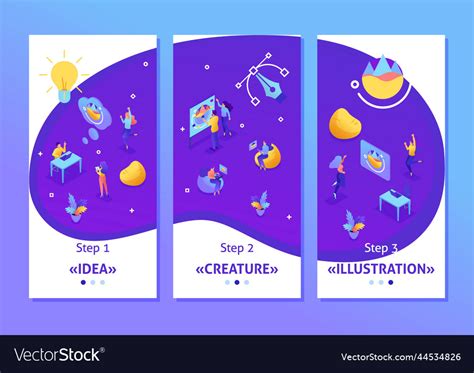 Isometric Template App Creating Ideas Employees Vector Image
