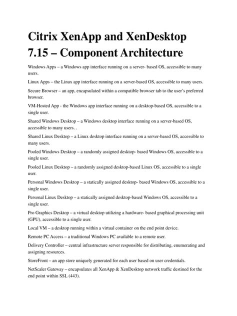 Citrix Xenapp And Xendesktop 7 15 Poster Pdf Citrix Systems