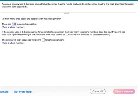 solved assume a country has 3 digit area codes that all have
