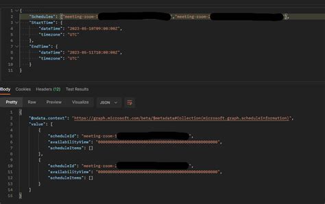 Microsoft Graph Calendar Getschedule Not Returning Schedule For