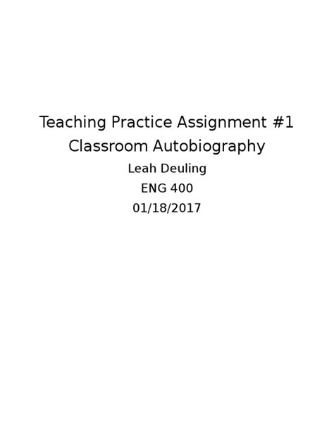 Teaching Practice Assignment 1 Final Pdf Classroom Teachers