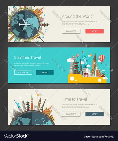 Flat Design Banners Headers Set With Royalty Free Vector