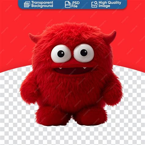 Premium Psd Cute Fluffy Ruby Monster Plushie