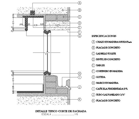 Typical Detail Of Section Facade Dwg File Cadbull