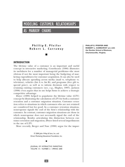 Crm Modeling Markov Pdf Markov Chain Matrix Mathematics