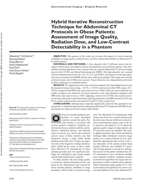 Pdf Hybrid Iterative Reconstruction Technique For Abdominal Ct Protocols In Obese Patients