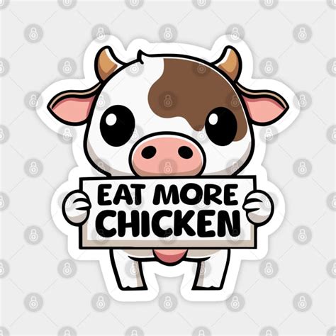 Eat More Chicken Cute Cow Cartoon Cute Cow Puns Magnet Teepublic