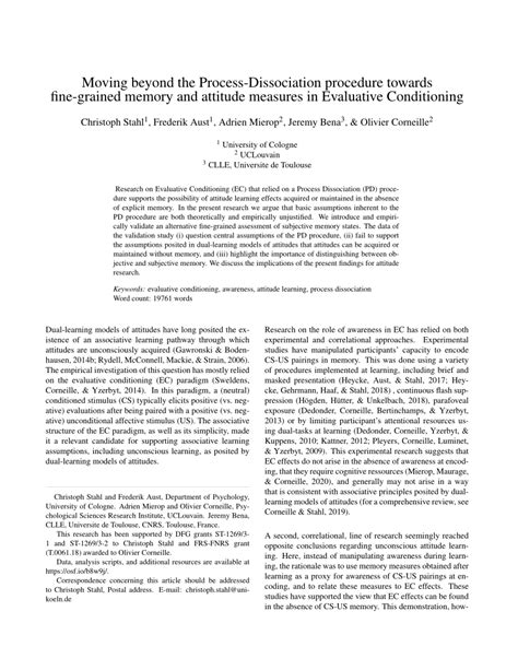 Pdf Moving Beyond The Process Dissociation Procedure Towards Fine