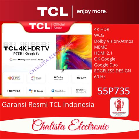 Jual Tcl 55p735 2022 55 Inch Uhd 4k Smart Led Tv Android 11 Dolby
