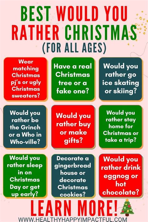 150 Fun Christmas Would You Rather Questions Free Printable Artofit