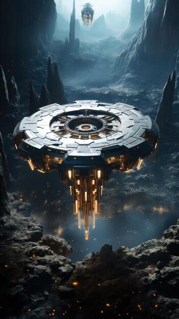 Premium Ai Image Futuristic Spaceship Flying In Deep Space Futuristic Spaceship Ai Generative