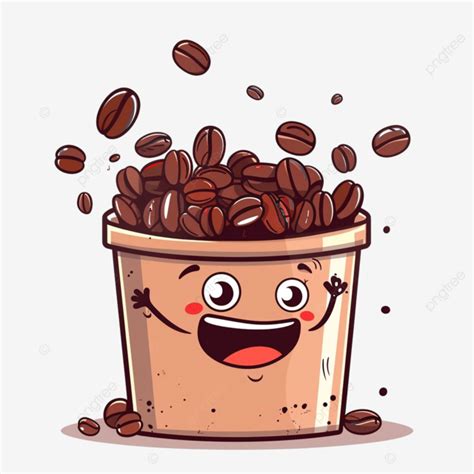 귀여운 만화 커피 콩은 쓰레기통에 쓰레기를 던져 커피 콩 만화 캐릭터 Png 일러스트 및 이미지 에 대한 무료 다운로드 Pngtree