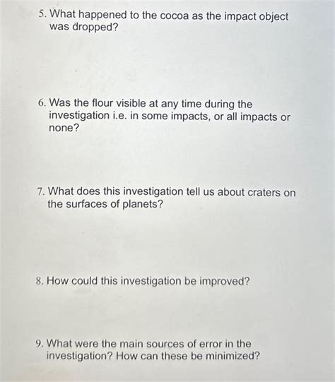 Solved Questions 1 How Did The Size Of The Impact Object