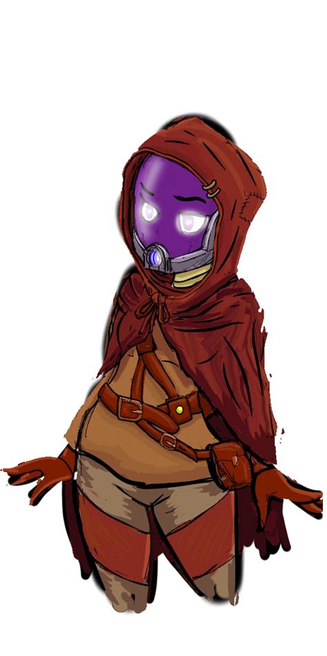 A Quarian Character From Mass Effect Stands Confidently In A Hooded Outfit A Quarian Character