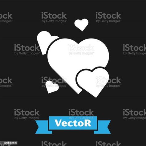검은 색 배경에 격리 된 흰색 심장 아이콘입니다 로맨틱 한 상징 연결 가입 열정과 결혼식 발렌타인 데이 기호입니다 벡터 일러스트레이션 감정에 대한 스톡 벡터 아트 및 기타