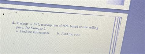 Solved Markup Markup Rate Of Based On The Chegg Com
