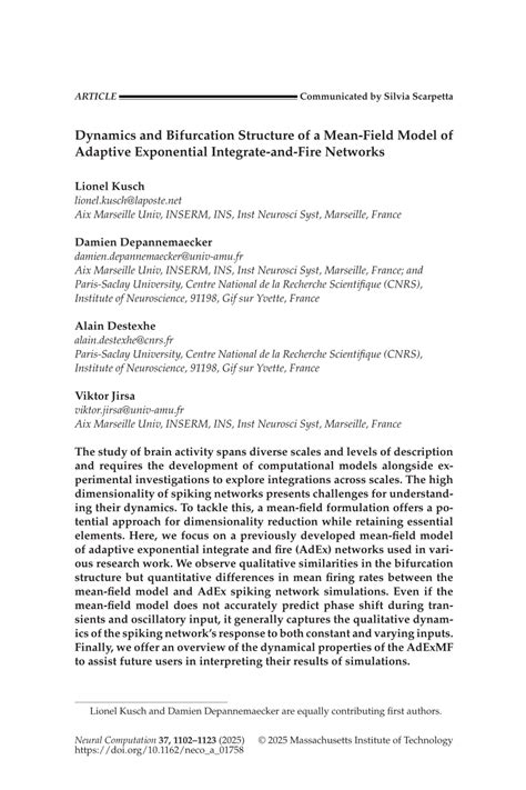 Dynamics And Bifurcation Structure Of A Mean Field Model Of Adaptive Exponential Integrate And