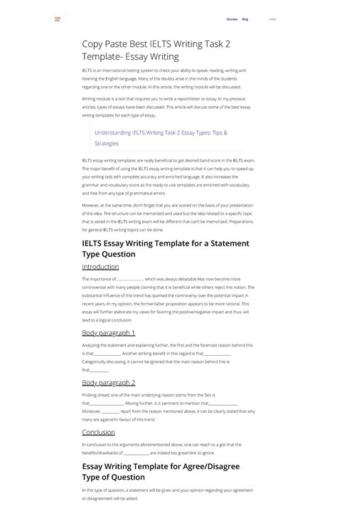Ielts Writing Task 2 Template Coursesblog Login Copy Paste Best Ielts Writing Task 2 Template