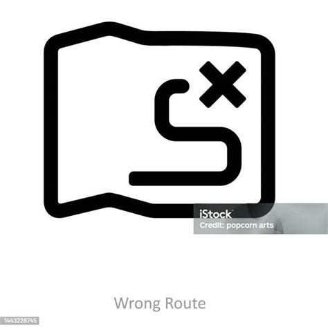 Wrong Route And Error Icon Concept Stok Vektör Sanatı And Harita İğnesi