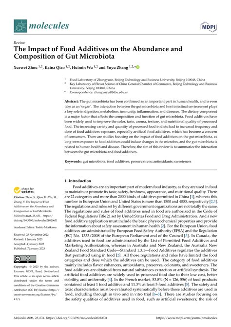Pdf The Impact Of Food Additives On The Abundance And Composition Of Gut Microbiota