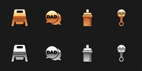 아기 변기 말풍선 아빠 젖병 딸랑이 아기 장난감 아이콘을 설정합니다 벡터 0명에 대한 스톡 벡터 아트 및 기타 이미지 0명