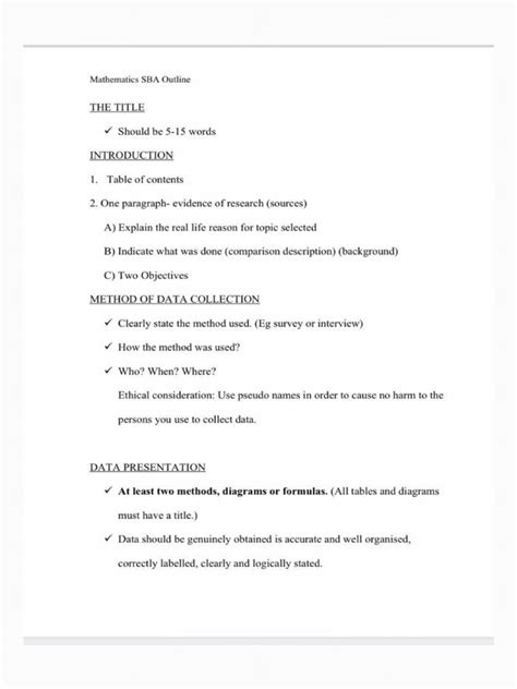 Mathematics Sba Outline Pdf