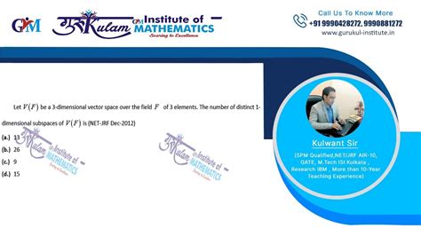 Question 19 Linear Algebra Netjrf Dec 2012 Youtube