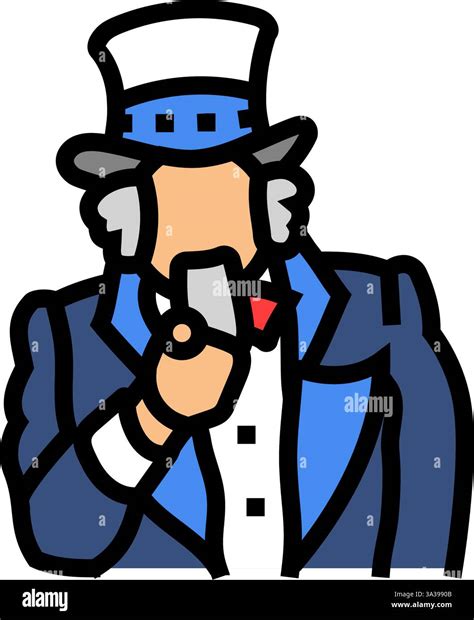 Uncle Sam Pointing Pose Color Icon Vector Illustration Stock Vector Image And Art Alamy