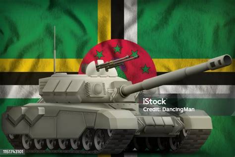 도미니카 국가 국기 배경에 무거운 탱크 3d 일러스트레이션 교통수단에 대한 스톡 사진 및 기타 이미지 교통수단 군사 기 Istock