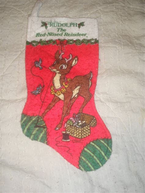 Vintage Rudolph The Red Nosed Reindeer Felt Stocking Etsy