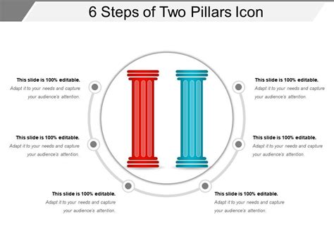 6 Steps Of Two Pillars Icon Ppt Slide Design Powerpoint Templates