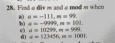 Solved Find A Div M ﻿and A Mod M ﻿when