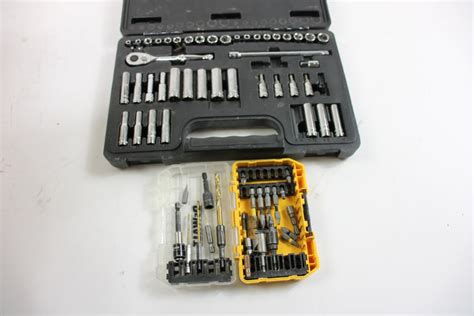 Duralast Torque Wrench Socket Set Dewalt Drill Bit Set And Kobalt Tool Bag With Misc Tools 5