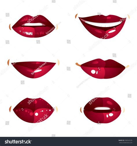 Collection Vector Red Female Lips Makeup เวกเตอร์สต็อก ปลอดค่า