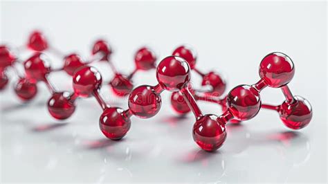 Close Up Image Of A Red Molecular Structure Made Of Connected Glossy