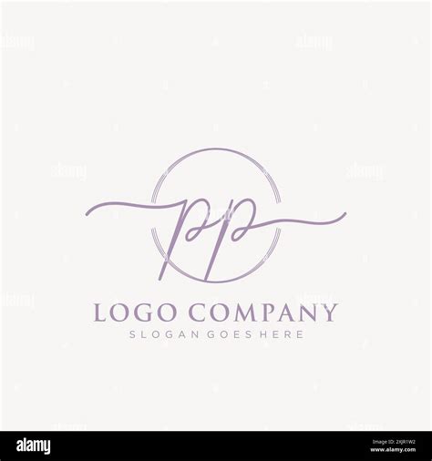 Pp Initial Handwriting With Brush Circle Logo Stock Vector Image And Art