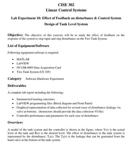 Cise 302 Linear Control Systems Lab Experiment 10